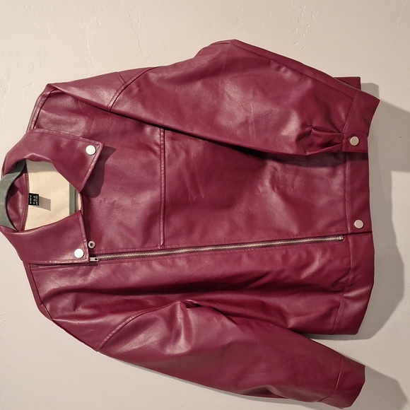 SHEIN | Jackets & Coats | Deep Purple Faux Leather Jacket Size Lxl ...